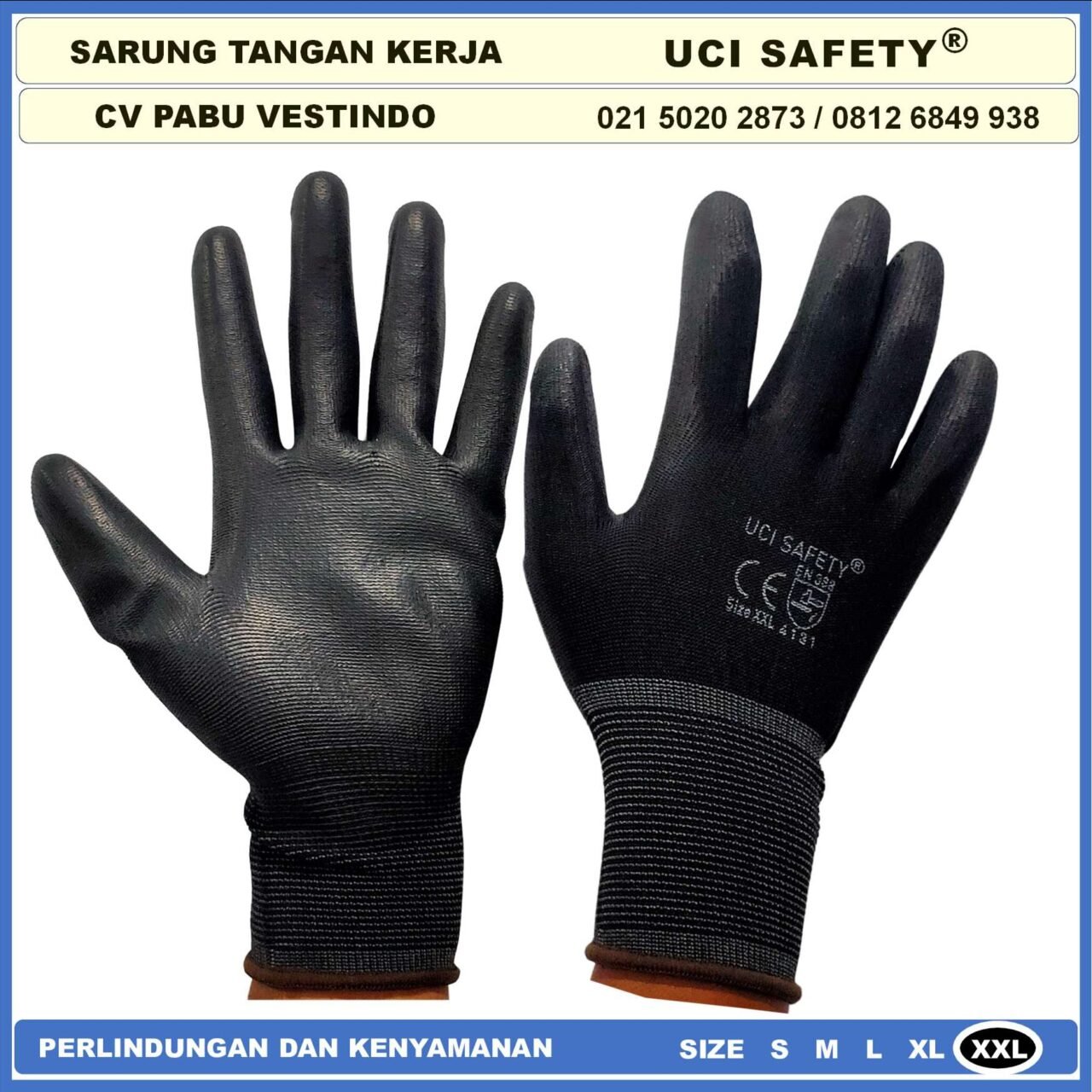 Sarung Tangan Palm Fit Dilapisi Karet Hand Gloves Pengaman kerja Karet ...